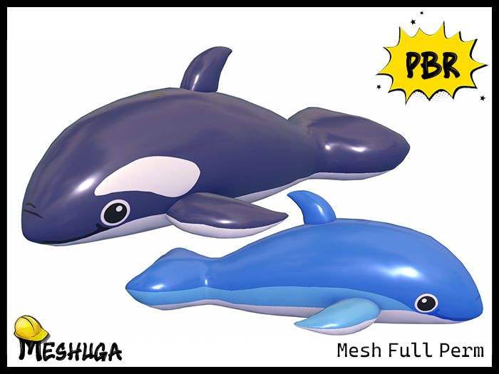 Second Life Marketplace - Meshuga PBR Inflatable Dolphin Float FULL PERM MESH